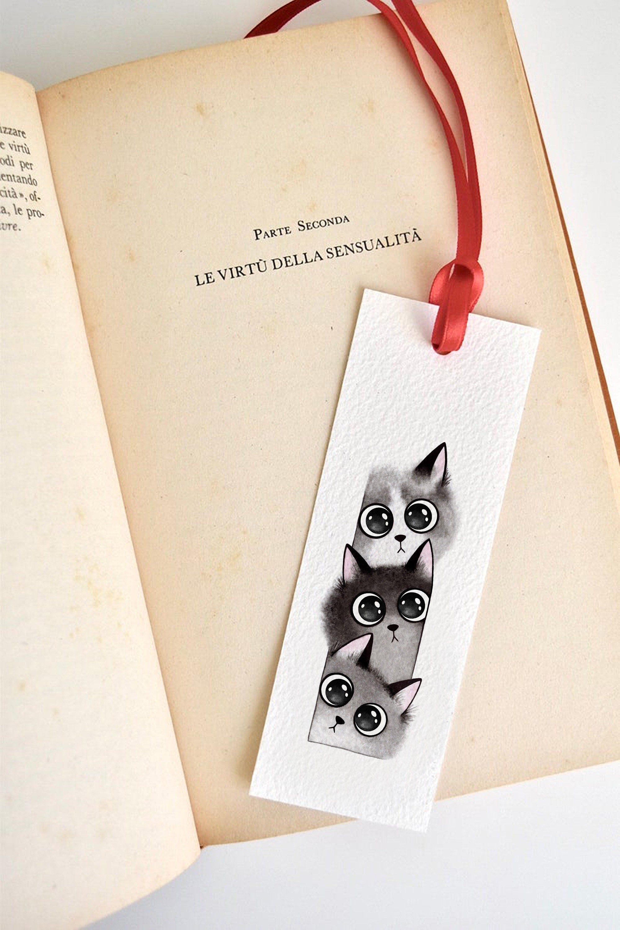 Cat Bookmark, Printable Bookmark, Cat Lover Gift, Watercolor Cat ...