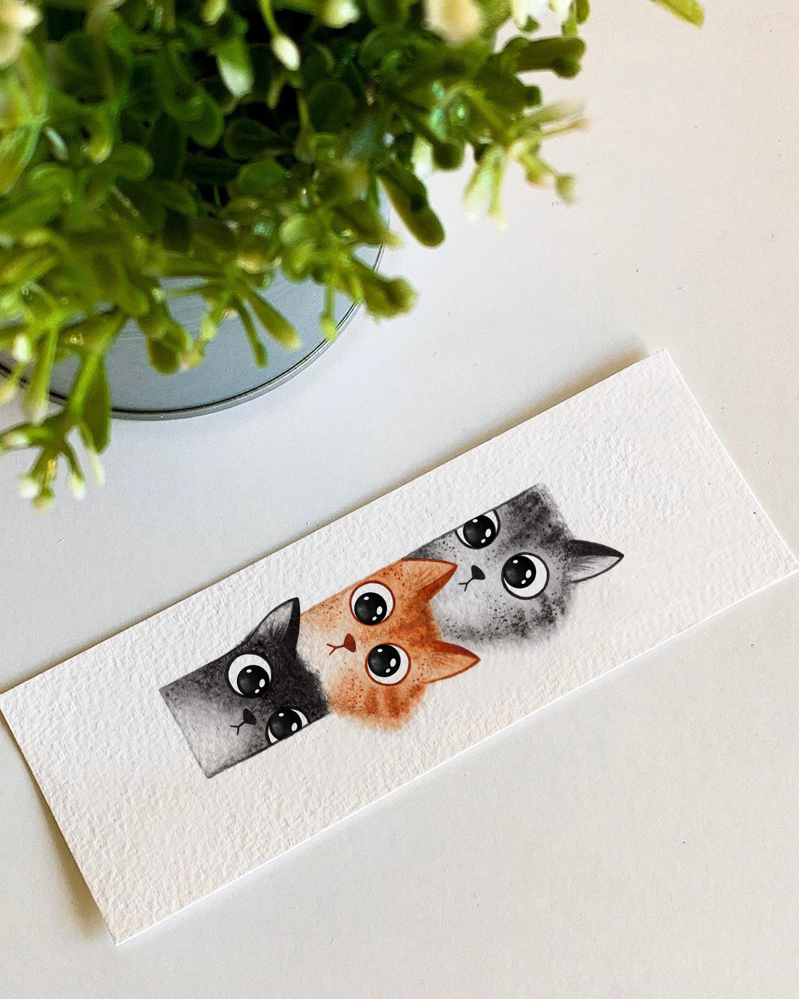 Cat Bookmark Printable Bookmark Cat Lover Gift Watercolor - Etsy