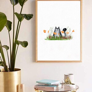 Cat Print, Cat Decor, Kids Room Wall Art, Watercolor Painting, Cat ...