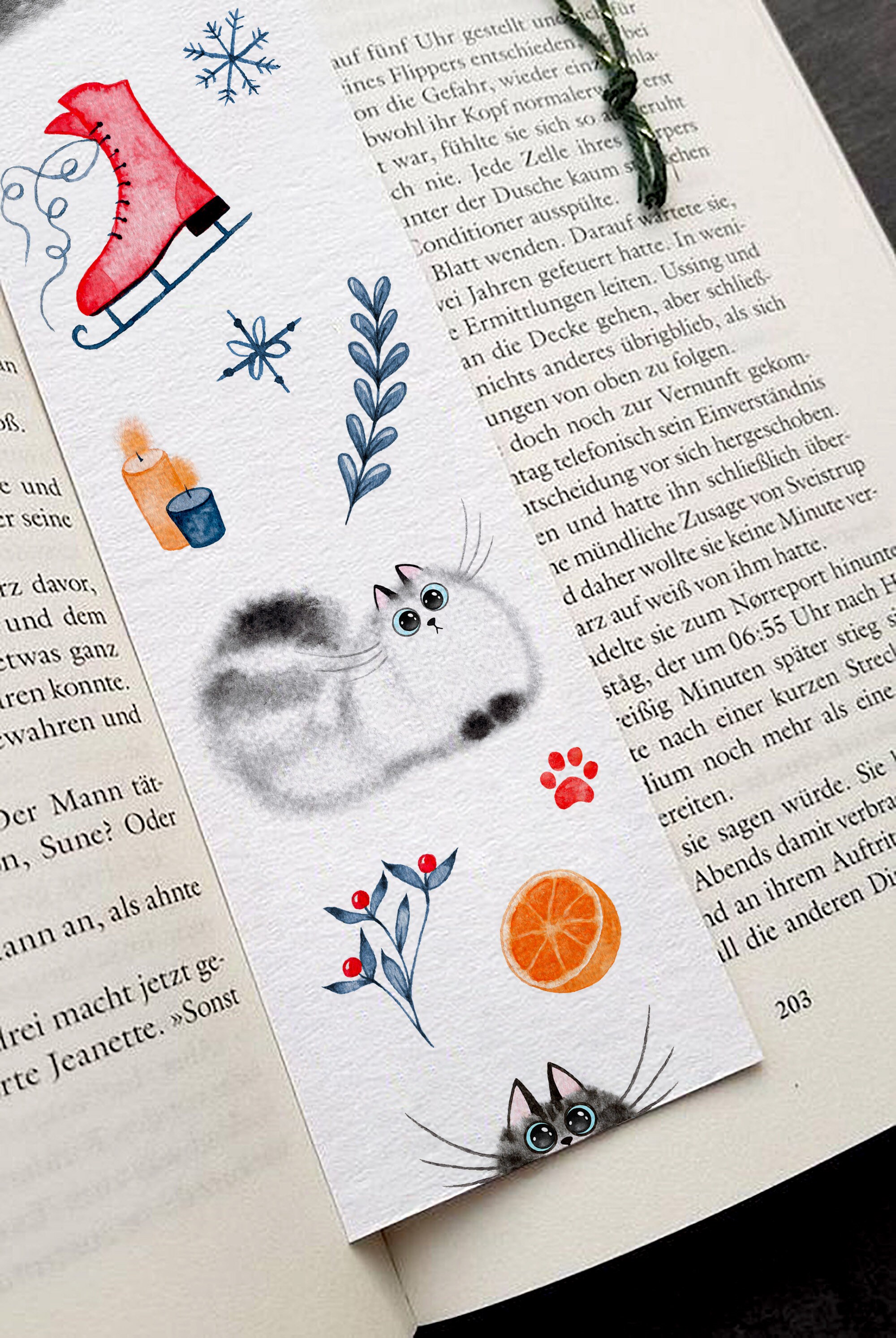 Cat Bookmarks, Printable Bookmark, Christmas Cats, Printable Christmas ...