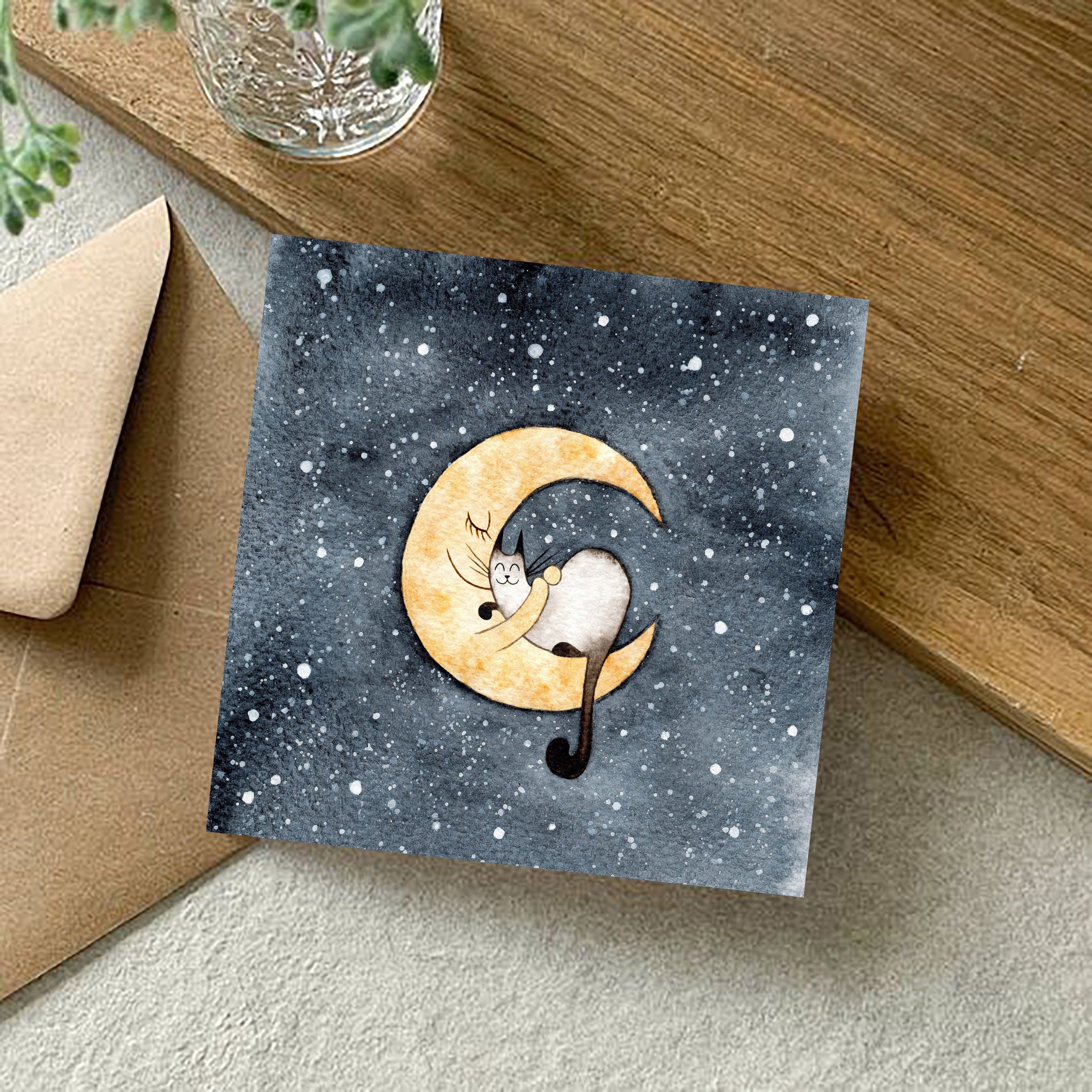 Goodnight Moon Art Printable Wall Art Watercolor Cat - Etsy UK