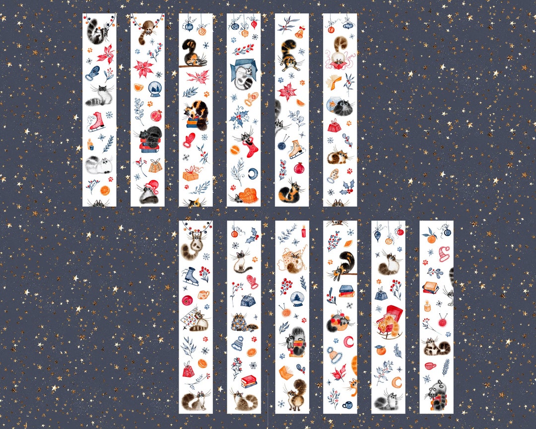 Cat Bookmarks, Printable Bookmark, Christmas Cats, Printable Christmas ...