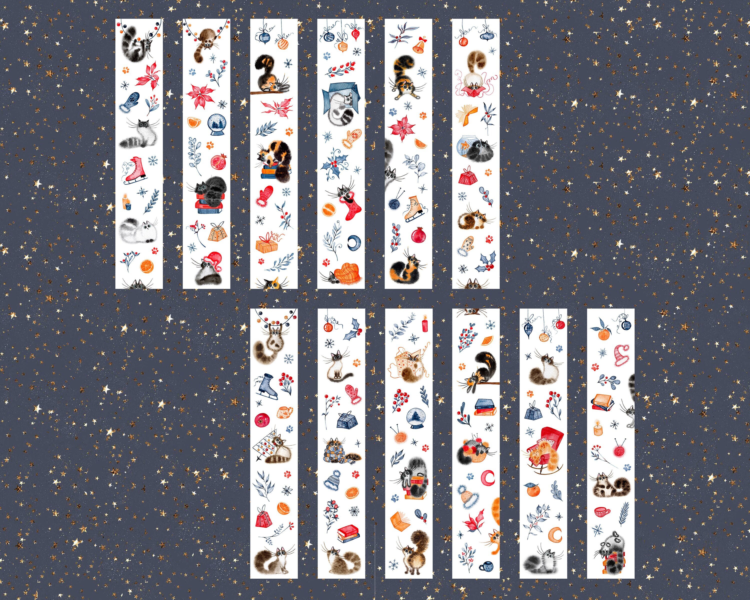 Cat Bookmarks, Printable Bookmark, Christmas Cats, Printable Christmas ...