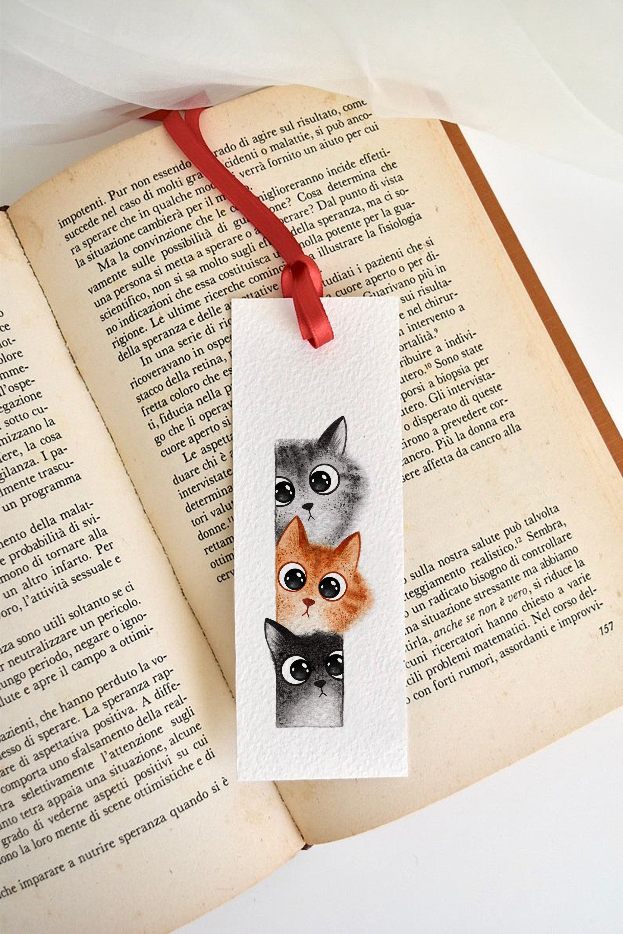 Cat Bookmark Printable Bookmark Cat Lover Gift Watercolor - Etsy