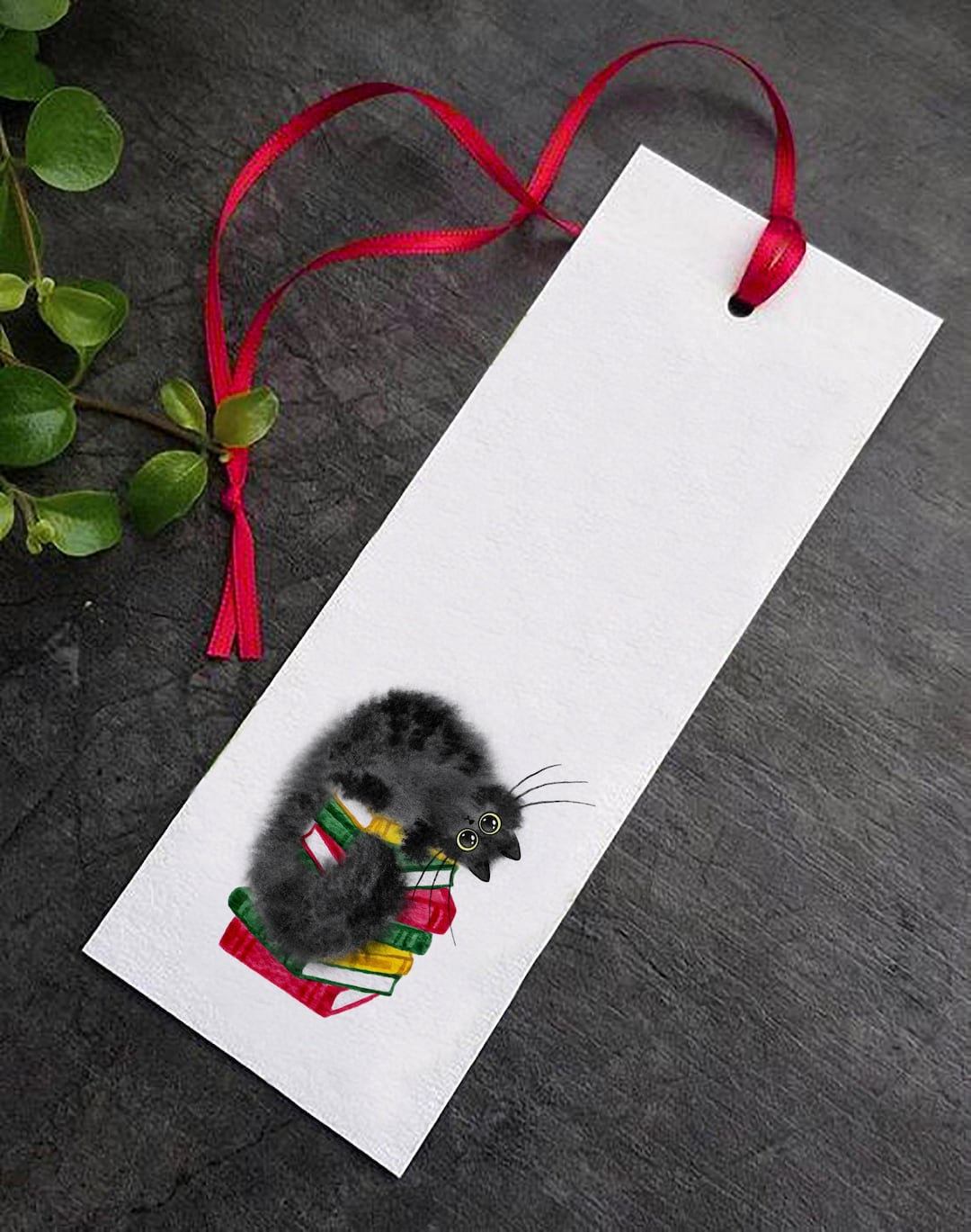 Black Cat Bookmark, Printable Bookmark, Cat Lover Gift, Watercolor Cat ...