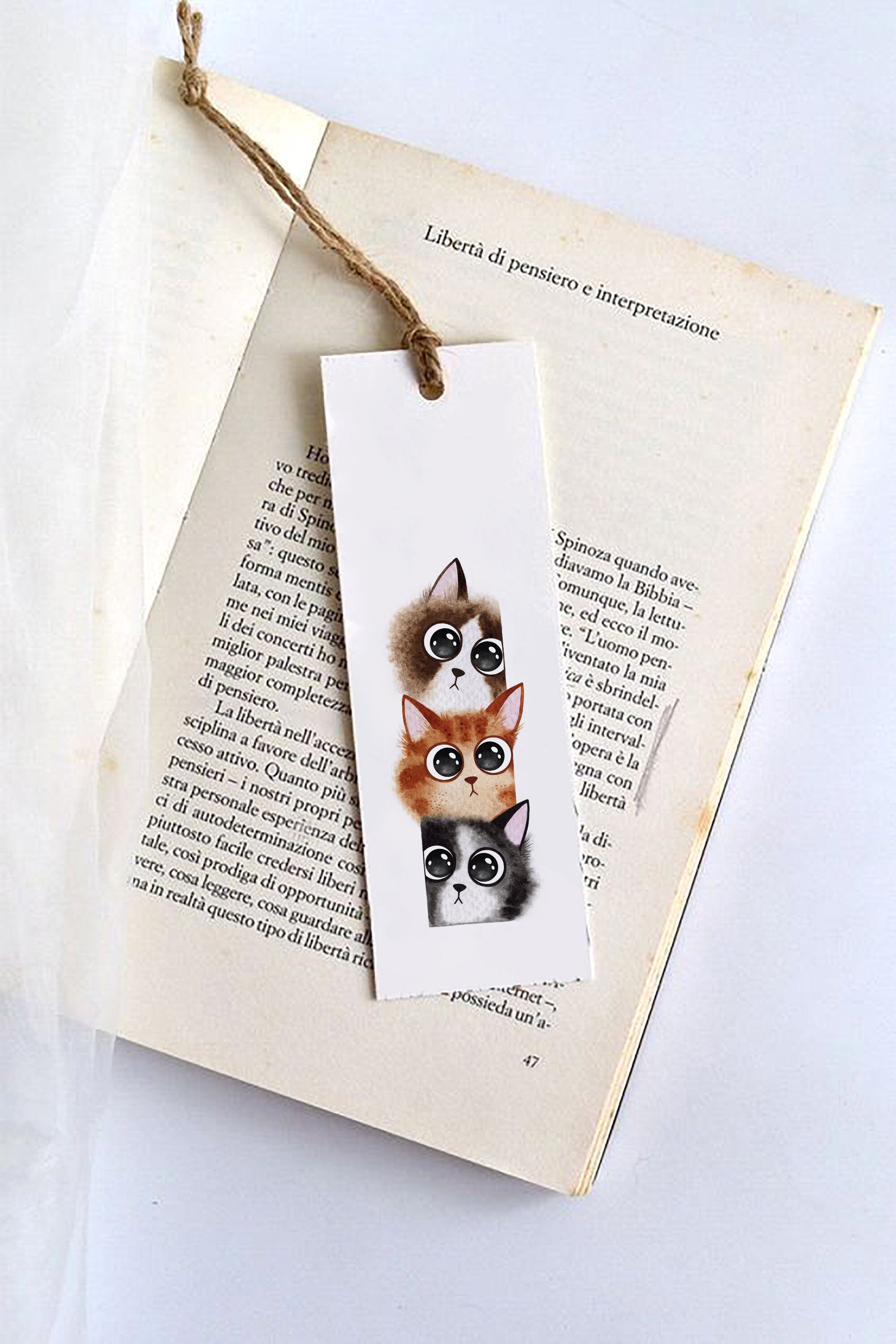 Cat Bookmark, Printable Bookmark, Cat Lover Gift, Watercolor Cat ...