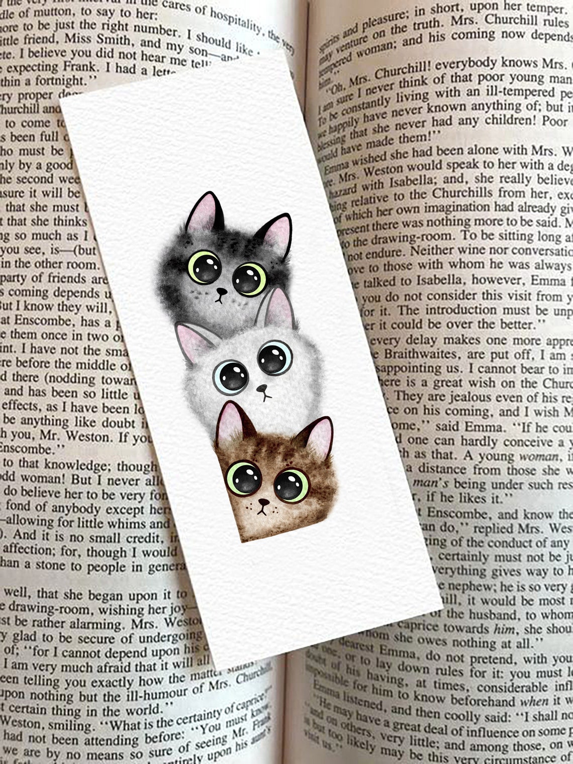 Cat Bookmark, Printable Bookmark, Cat Lover Gift, Watercolor Cat ...