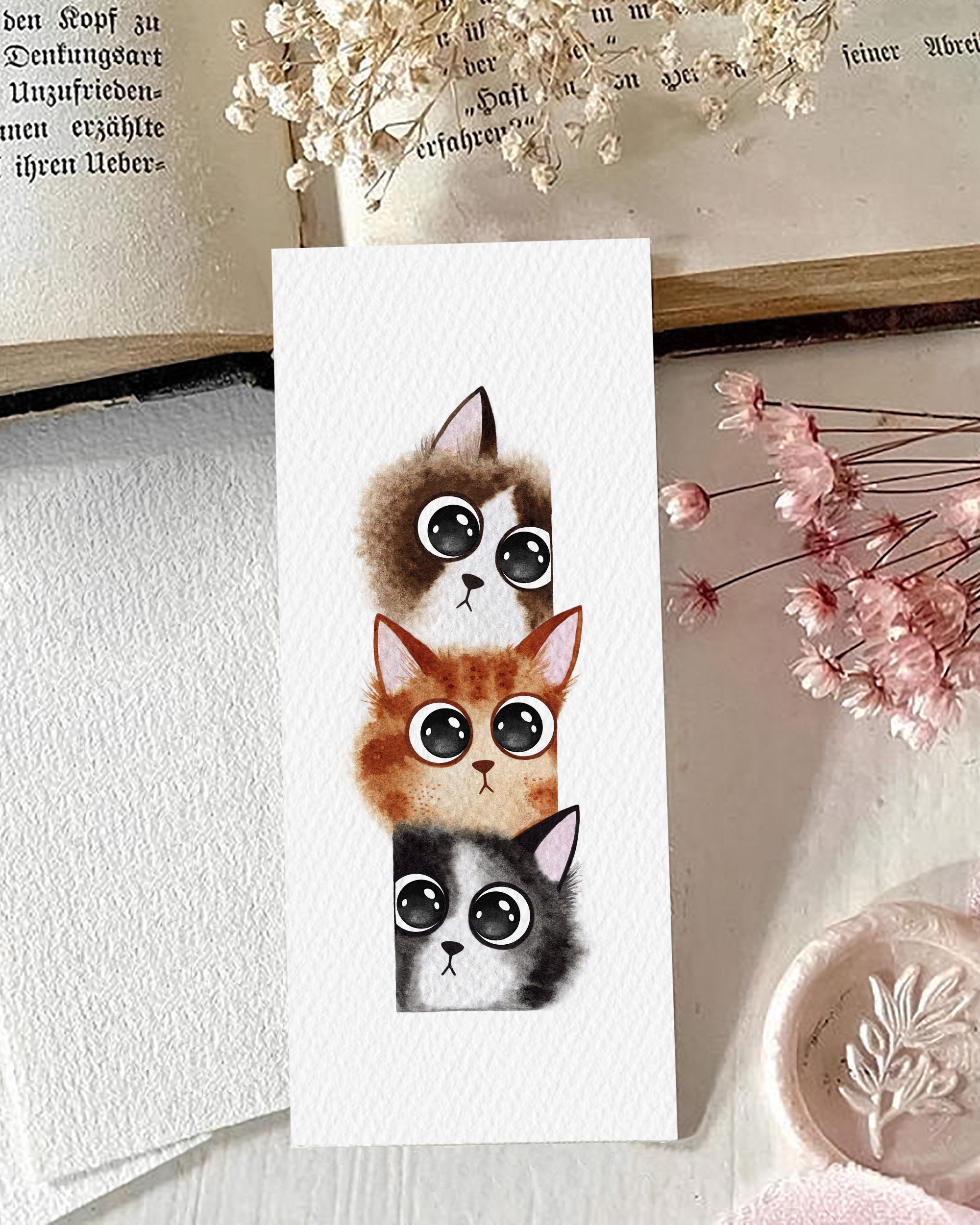 Cat Bookmark, Printable Bookmark, Cat Lover Gift, Watercolor Cat ...