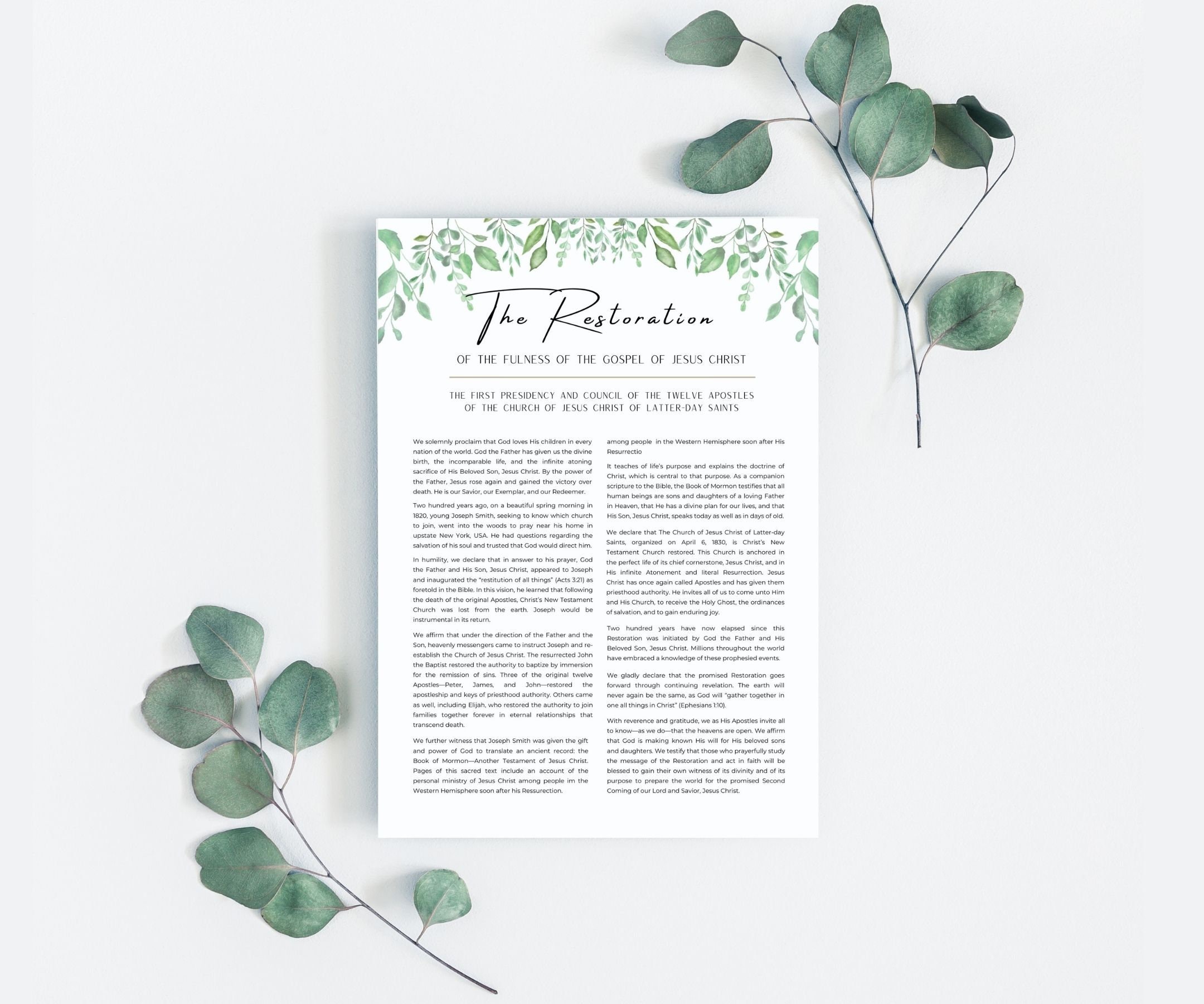 The Restoration LDS Printable Download - Etsy