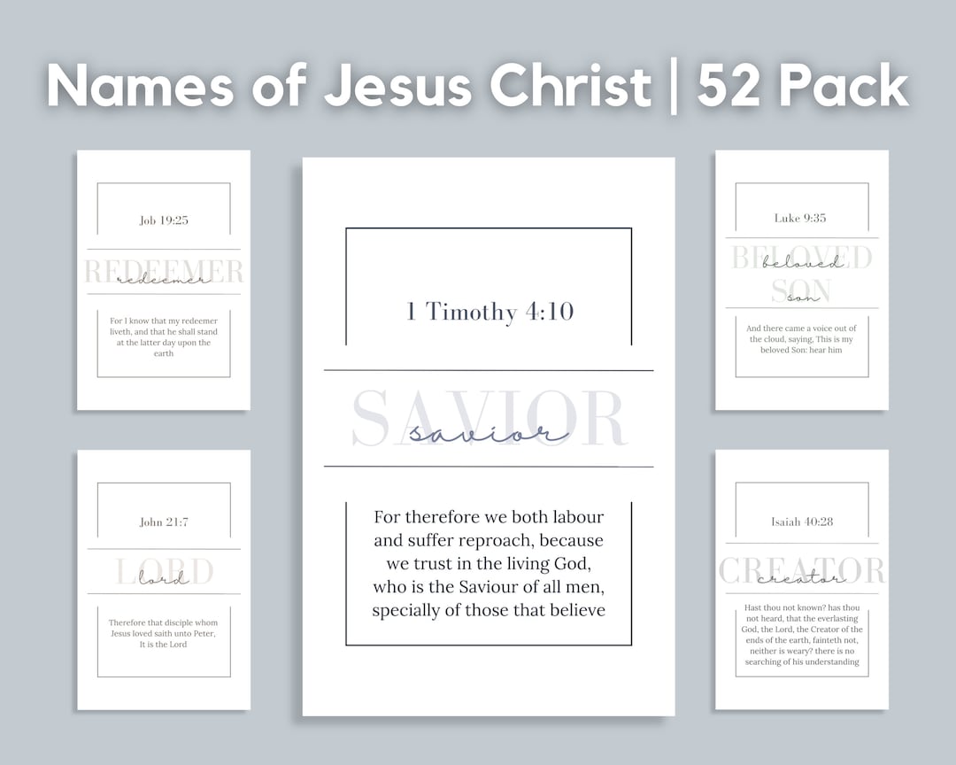Names of the Savior Cards | 52 Pack | Digital Download | Mobile Sizing ...