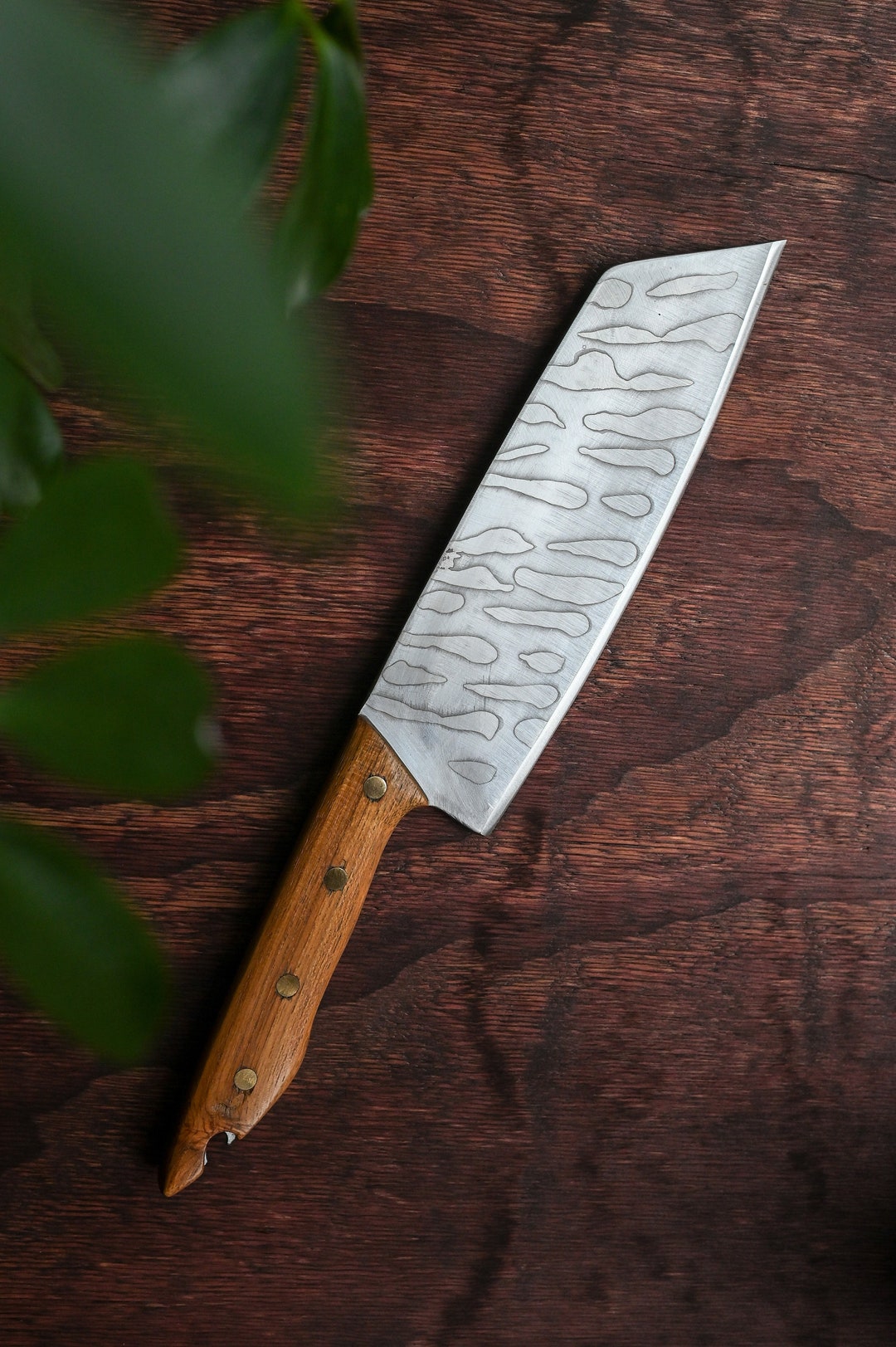 Hand Made Chopper Knife / Machete With Sheath 1055 Blade, Teak Handle ...