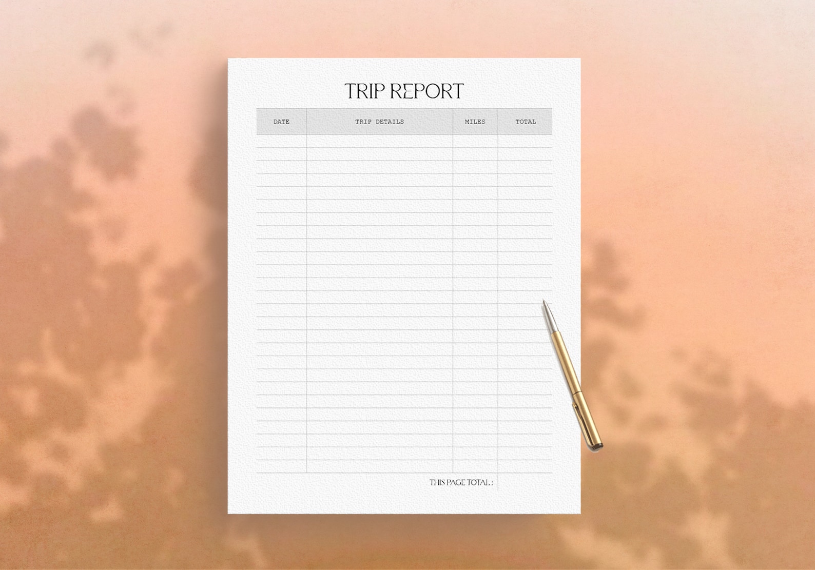 TRIP REPORT Mileage Tracking Easy Print Out or Digital PDF Form for ...