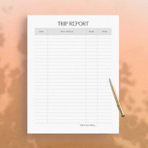 TRIP REPORT Mileage Tracking Easy Print Out or Digital PDF Form for ...