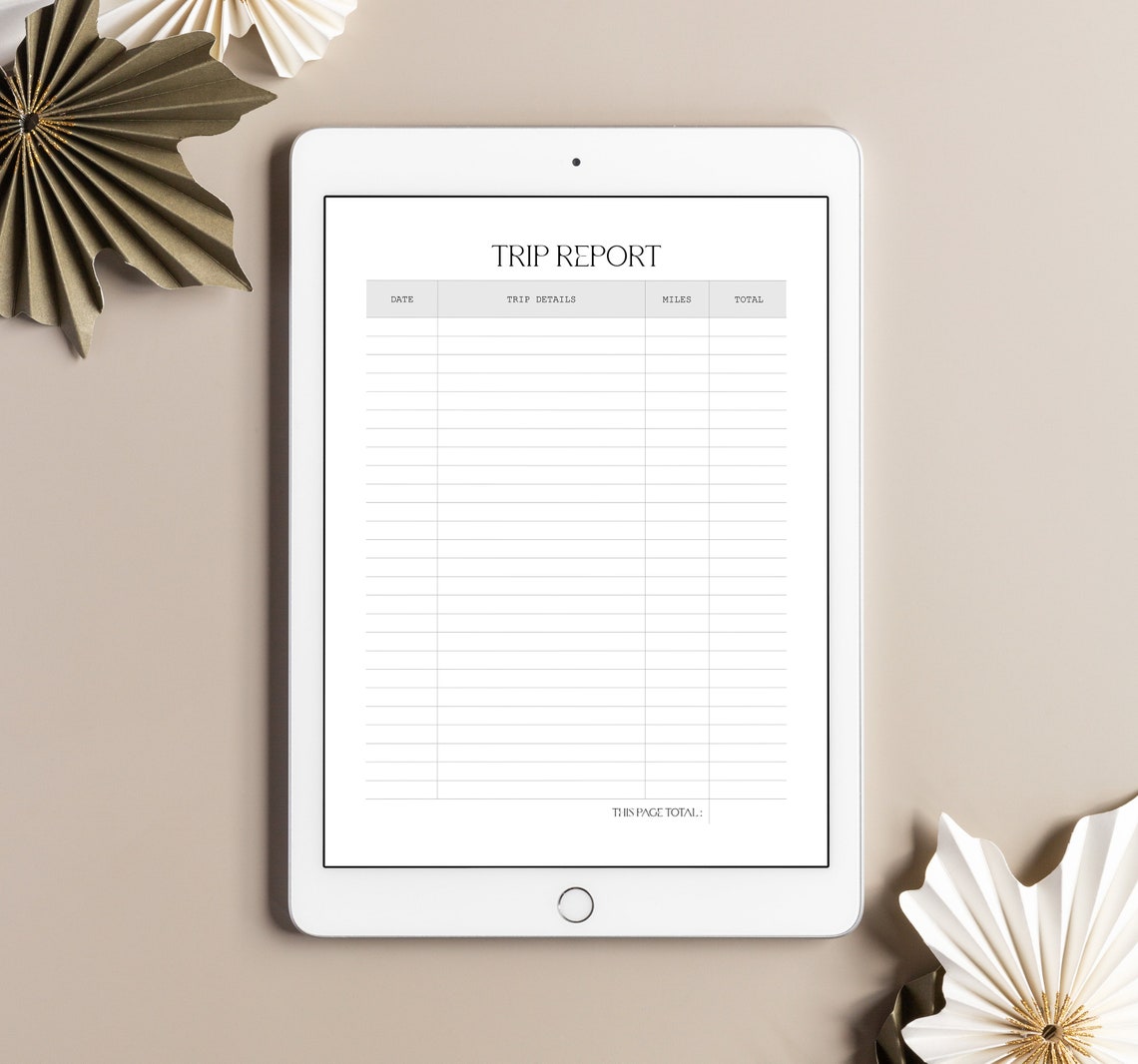 TRIP REPORT Mileage Tracking Easy Print Out or Digital PDF Form for ...