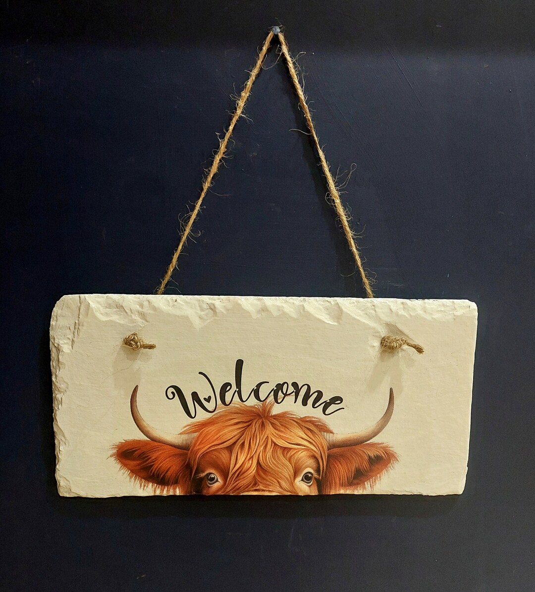 Slate Welcome Sign Plaque Highland Cow Cows Farm Greeting, Smallholder ...