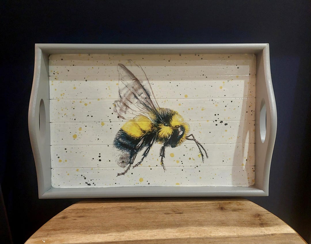 White Wood Sofa Tray Bee Save the Bees Nature Lover Gift Farmhouse ...