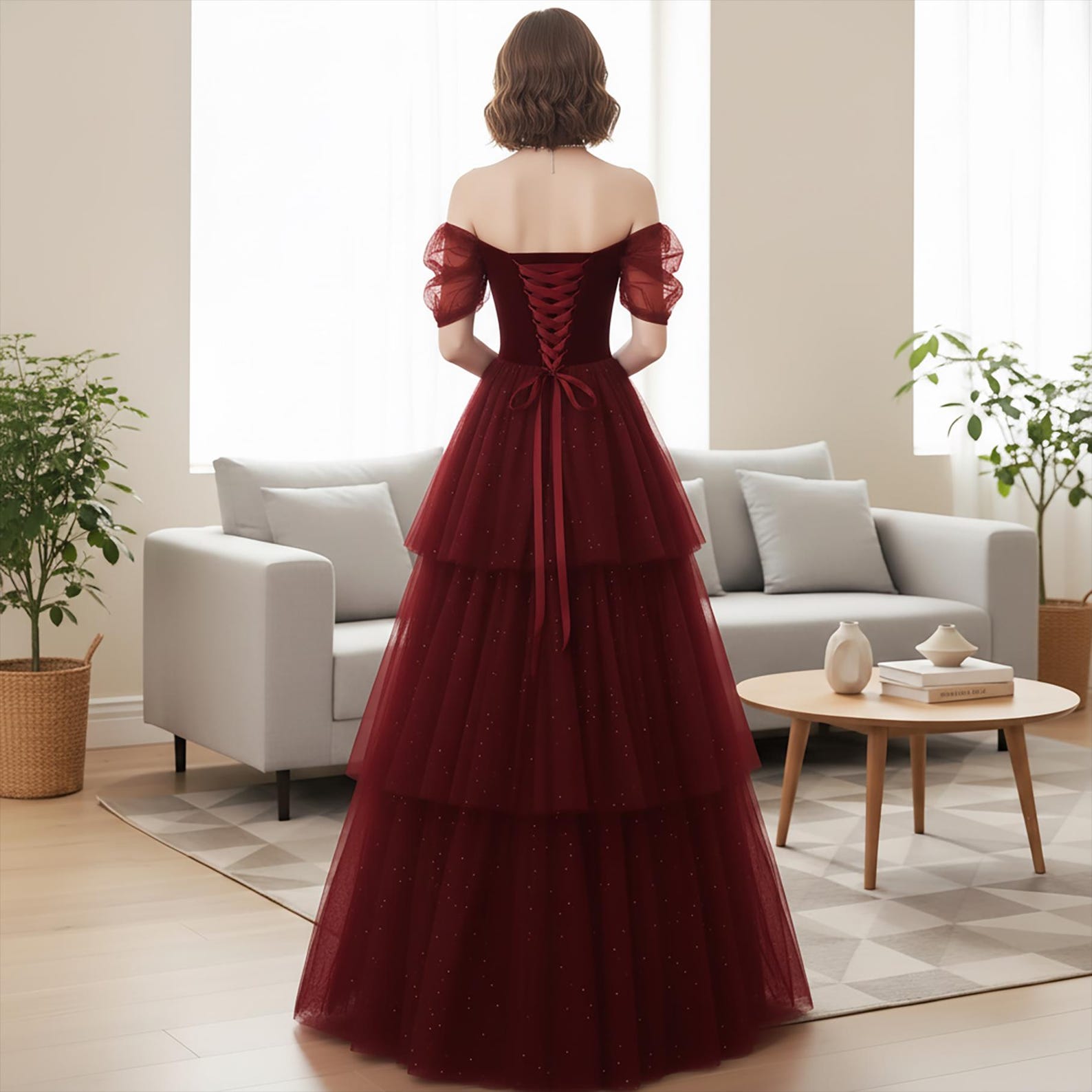 Elegant Red off Shoulder Prom Dress, Tulle Prom Dress, Cocktail Dress ...