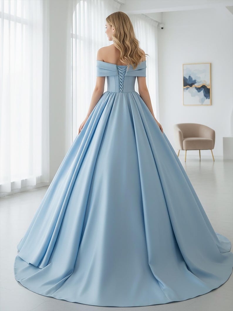 Elegant Blue off Shoulder Prom Dress, Long Prom Dress, Cocktail Dress ...