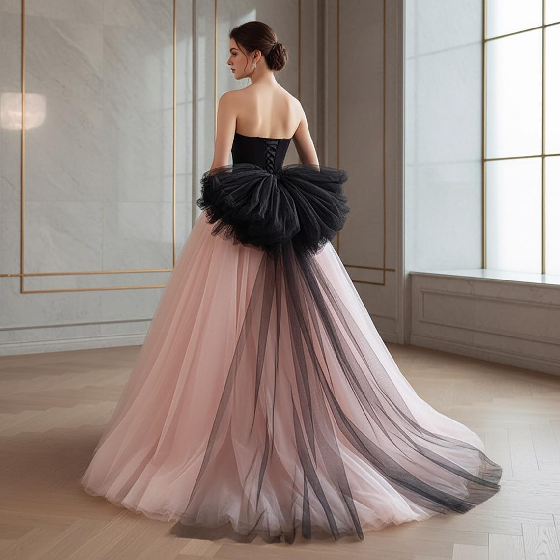 Charming Tube Puffy Long Prom Dress, Tulle Prom Dress, Elegant Gown ...