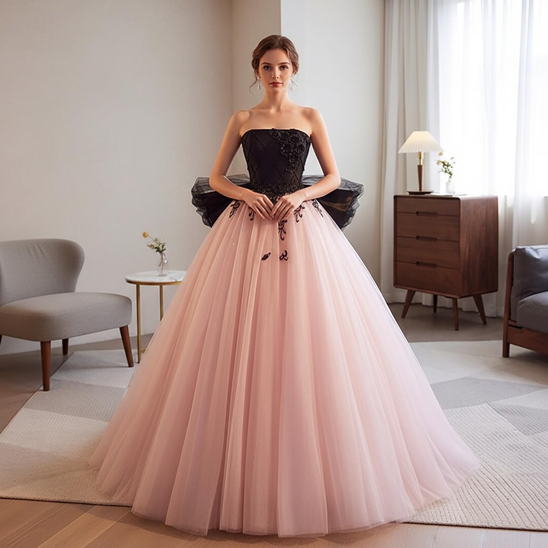 Charming Tube Puffy Long Prom Dress, Tulle Prom Dress, Elegant Gown ...