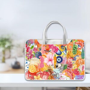 Cute Pattern Aesthetic Scrapbook Laptop Bag With Handle, Shoulder Strap ...