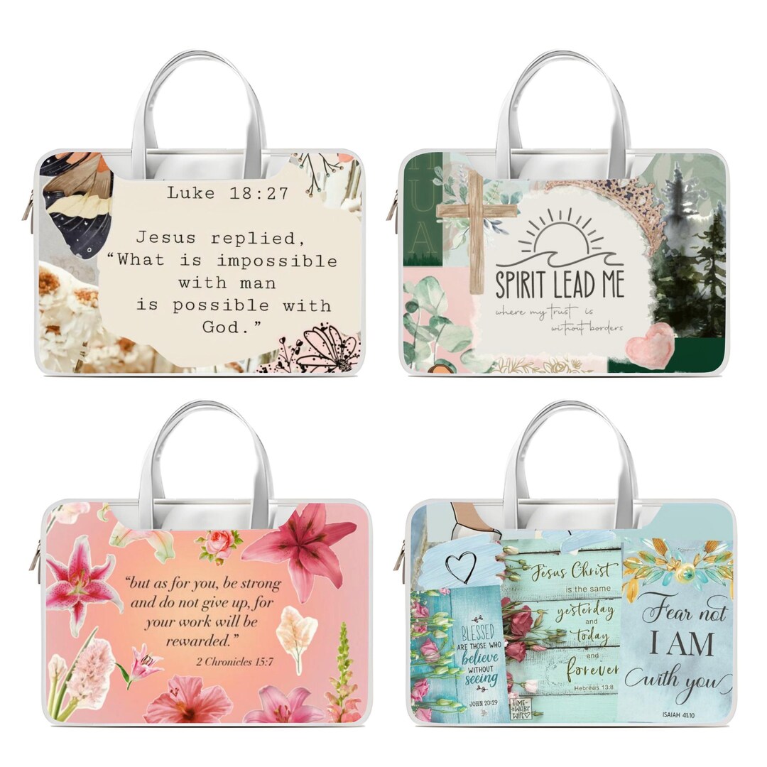Cute Bible Verse Aesthetic Scrapbook Laptop Bag With Handle, Shoulder ...