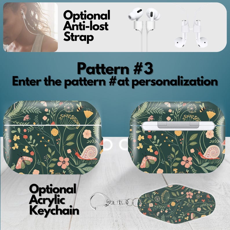 Cute Botanical Floral Aesthetic Airpods Case for Airpods Pro 3 2 ...