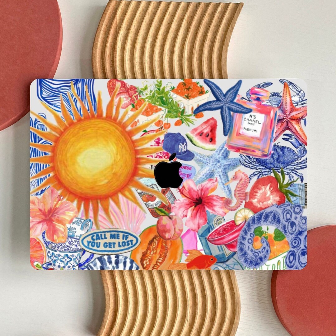 Cute Sunrise Sea Life Aesthetic Scrapbook MacBook Case for MacBook Air ...