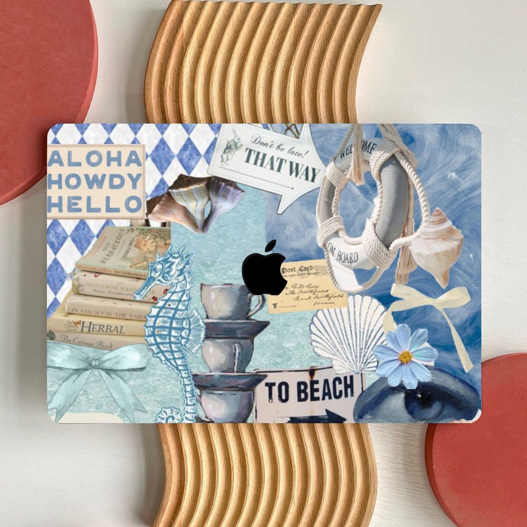 Coastal Nautical Aesthetic Scrapbook MacBook Case for MacBook Air 15 13 ...