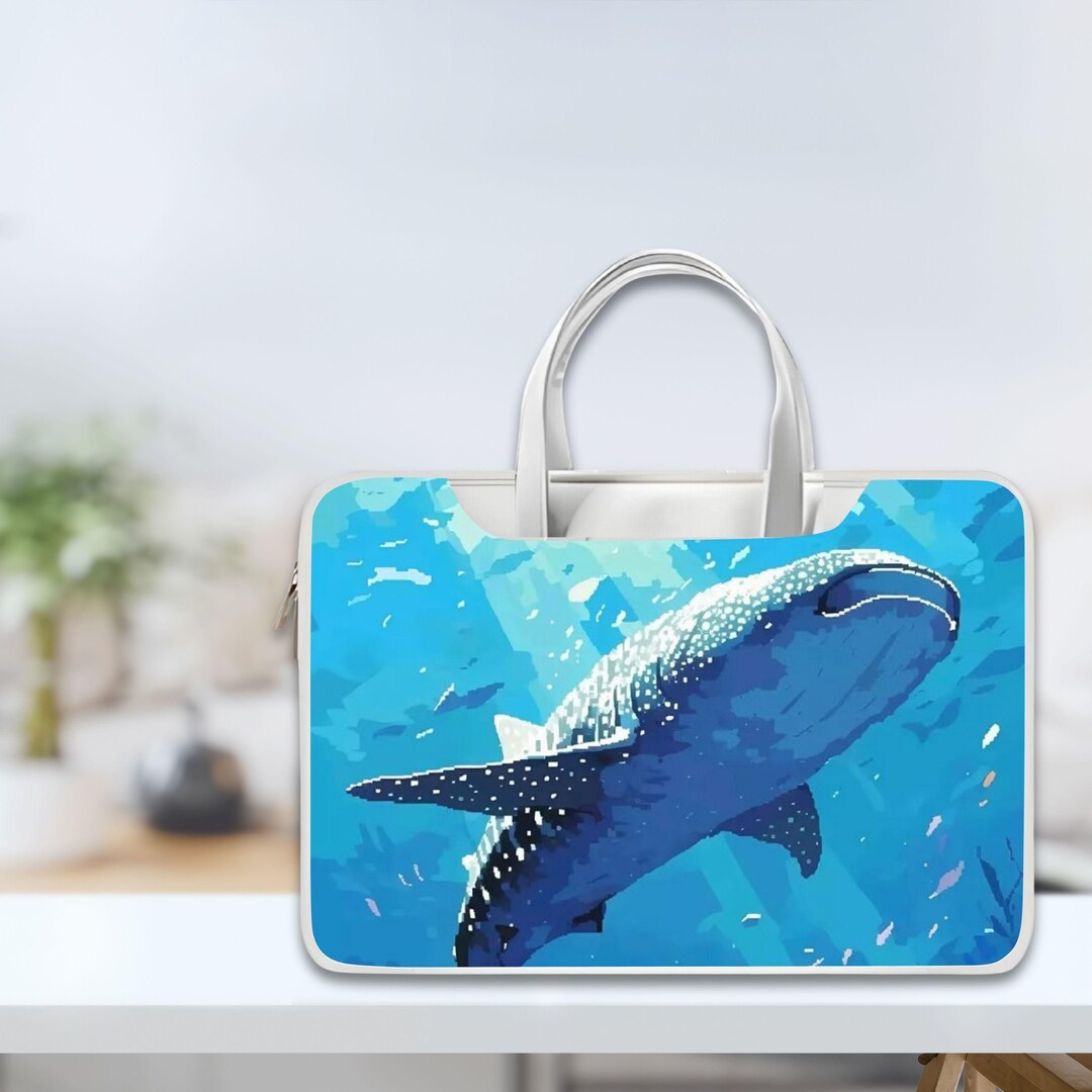 Cute Whale Shark Aesthetic Laptop Bag With Handle, Shoulder Strap for ...
