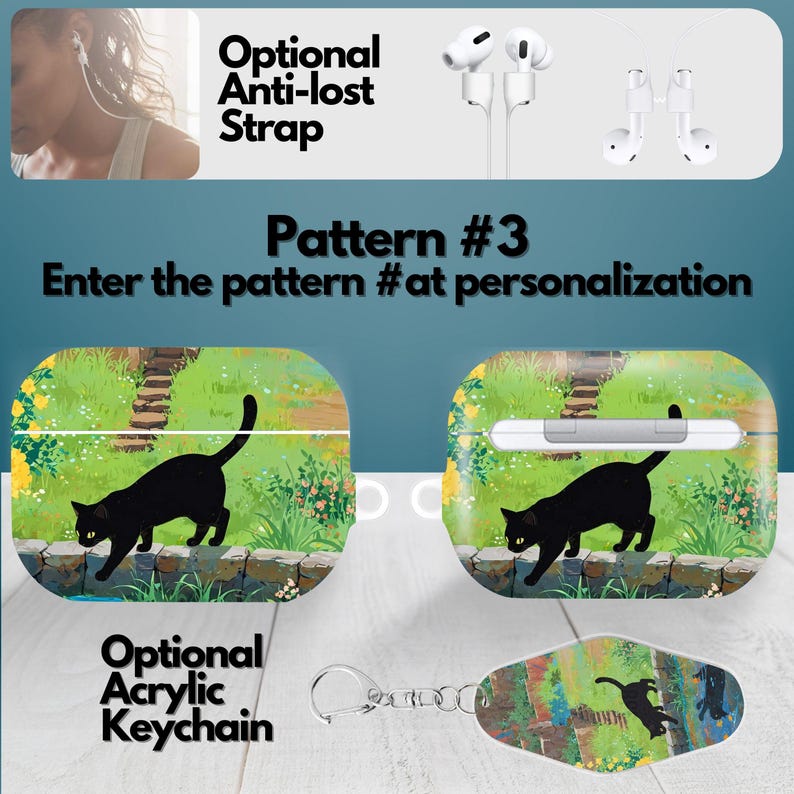 Cute Black Cat Lover Art Airpods Case for Airpods Pro 3 2 1, Airpods 4 ...