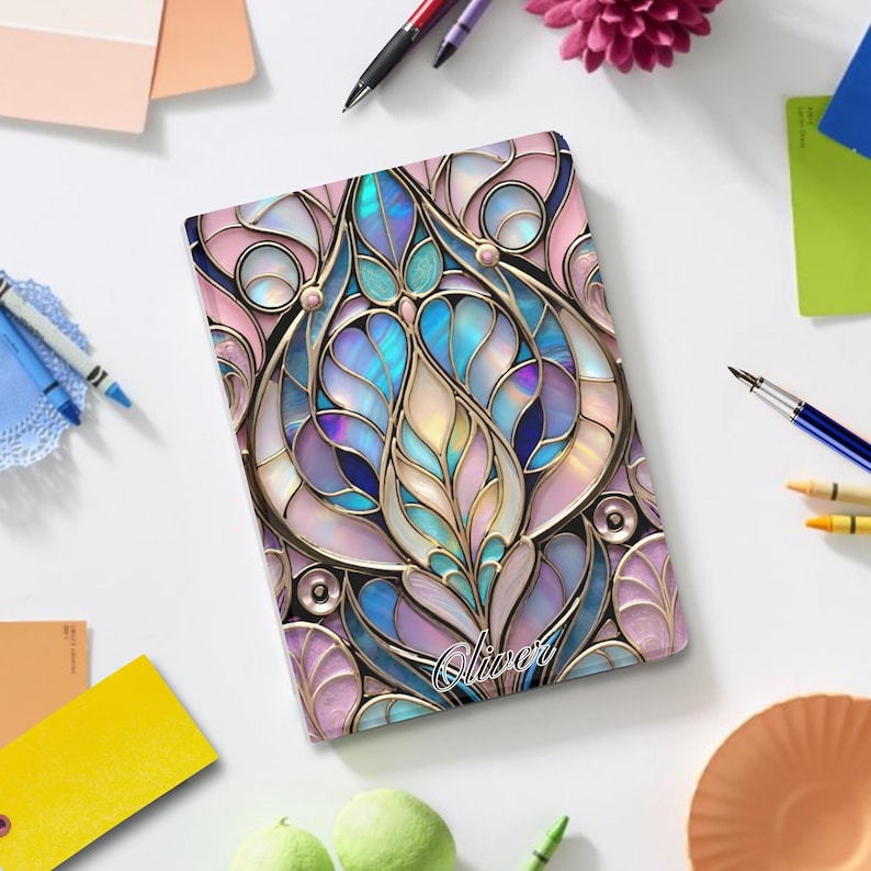 Personalized Stained Glass Art iPad Book Stand Case for iPad Pro 13 12 ...