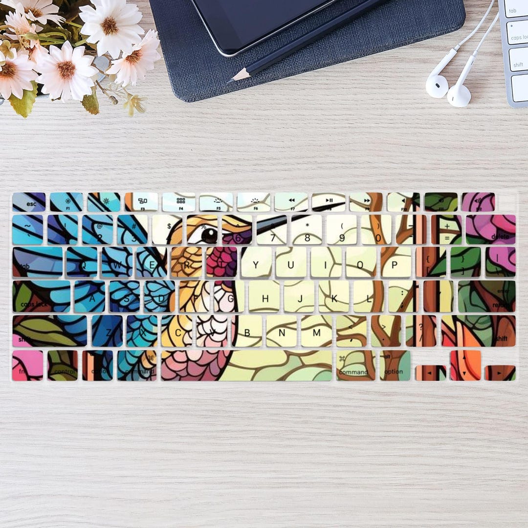 Stained Glass Style Bird Aesthetic Keyboard Cover for MacBook Pro 13 14 ...