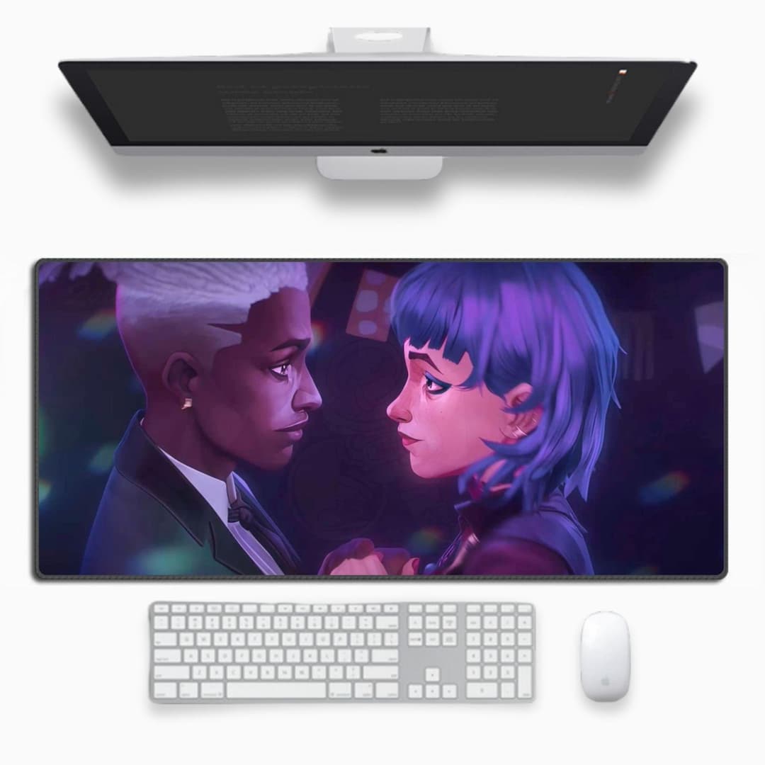 Cute Jinx Ekko Scenery Aesthetic Desk Mat, Large Extended Gaming Mouse ...