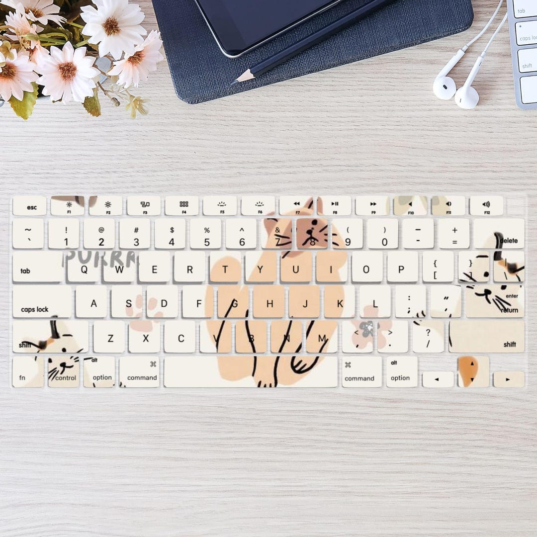 Cute Kitten Aesthetic Scrapbook Keyboard Cover for MacBook Pro 13 14 16 ...