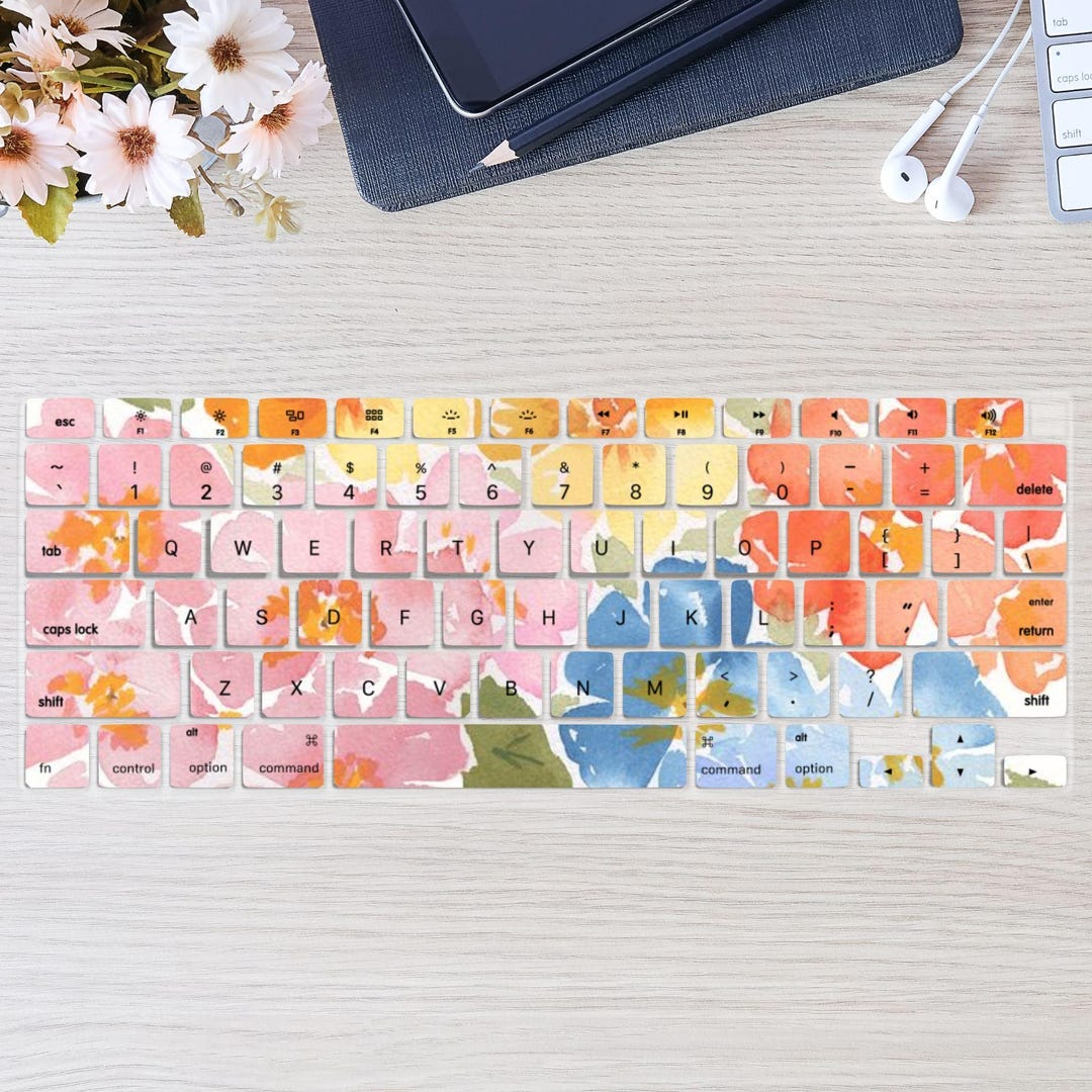 Cute Blossoms Aesthetic Scrapbook Keyboard Cover for MacBook Pro 13 14 ...