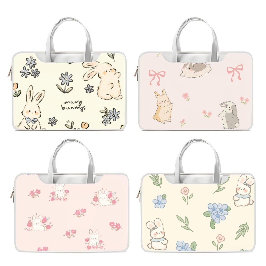 Cute Bunny Aesthetic Laptop Bag With Handle, Shoulder Strap for 13 14 ...