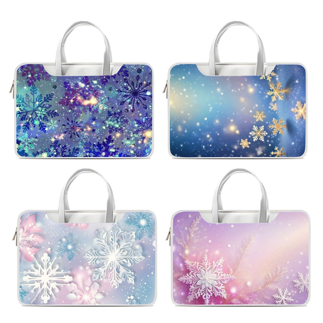 Cute Snowflakes Aesthetic Laptop Bag With Handle, Shoulder Strap for 13 ...