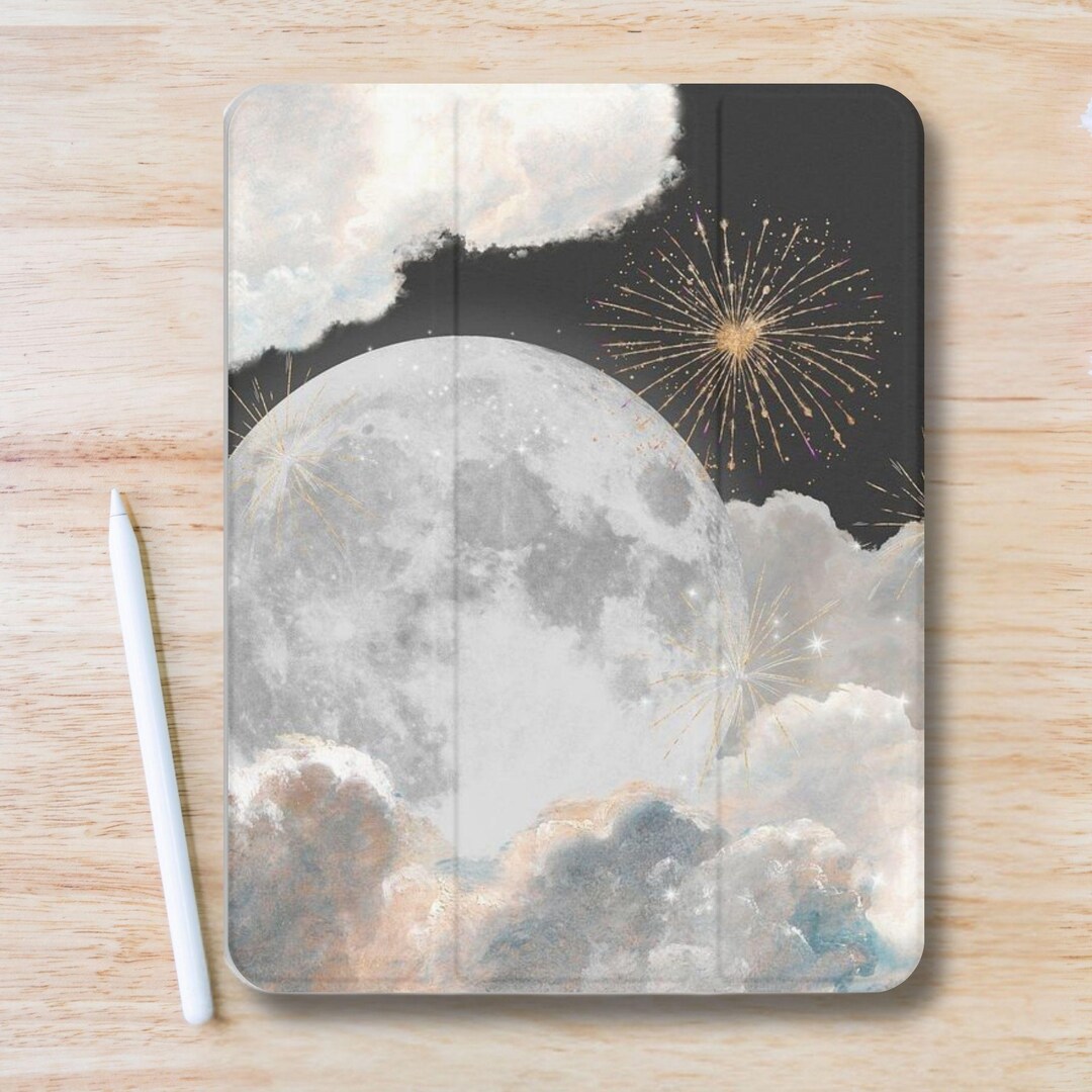 Moon Cloud Aesthetic iPad Case W Pen Slot, Slim Trifold Stand iPad Flip ...