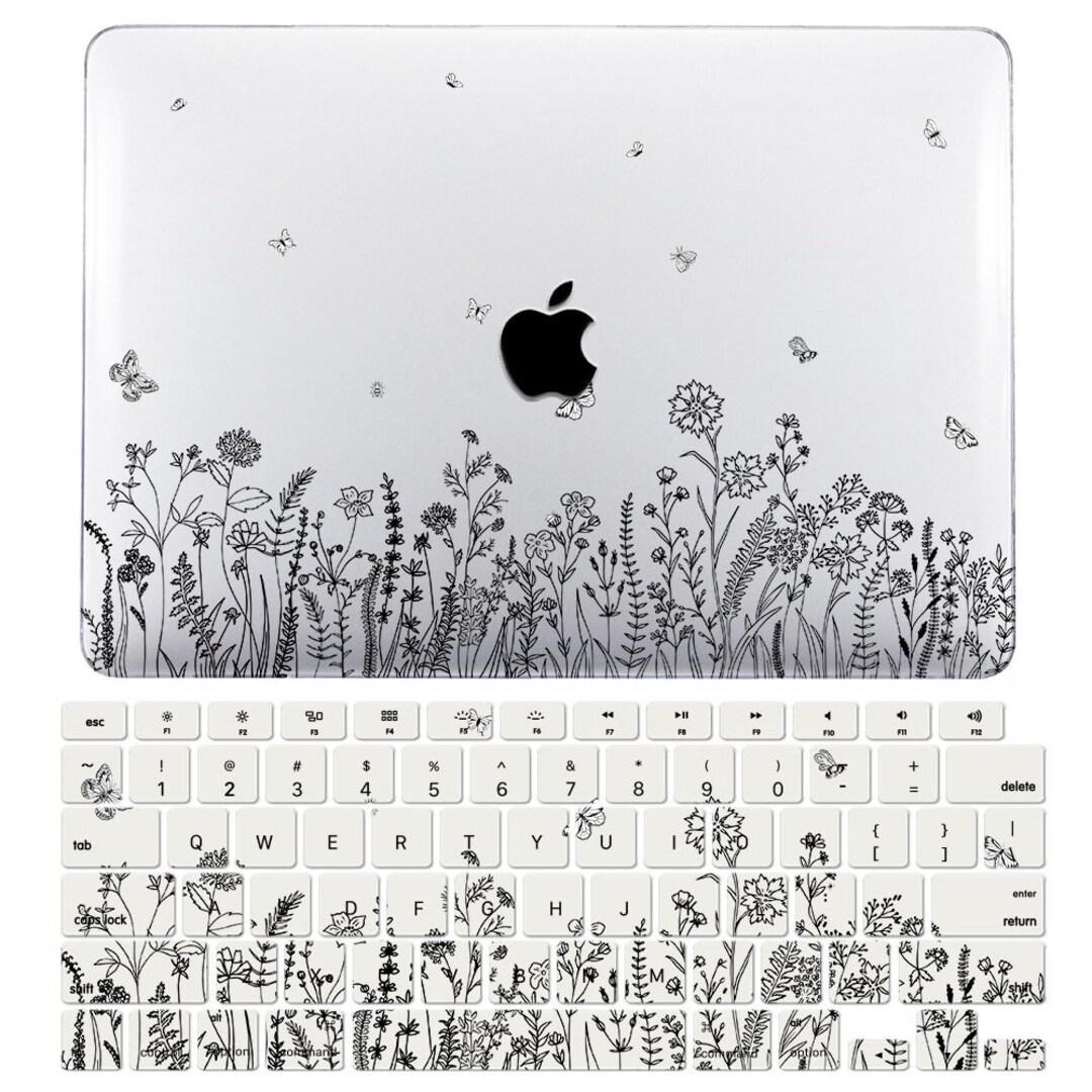 Personalized Initial Floral Pattern MacBook Case With Keyboard Cover ...