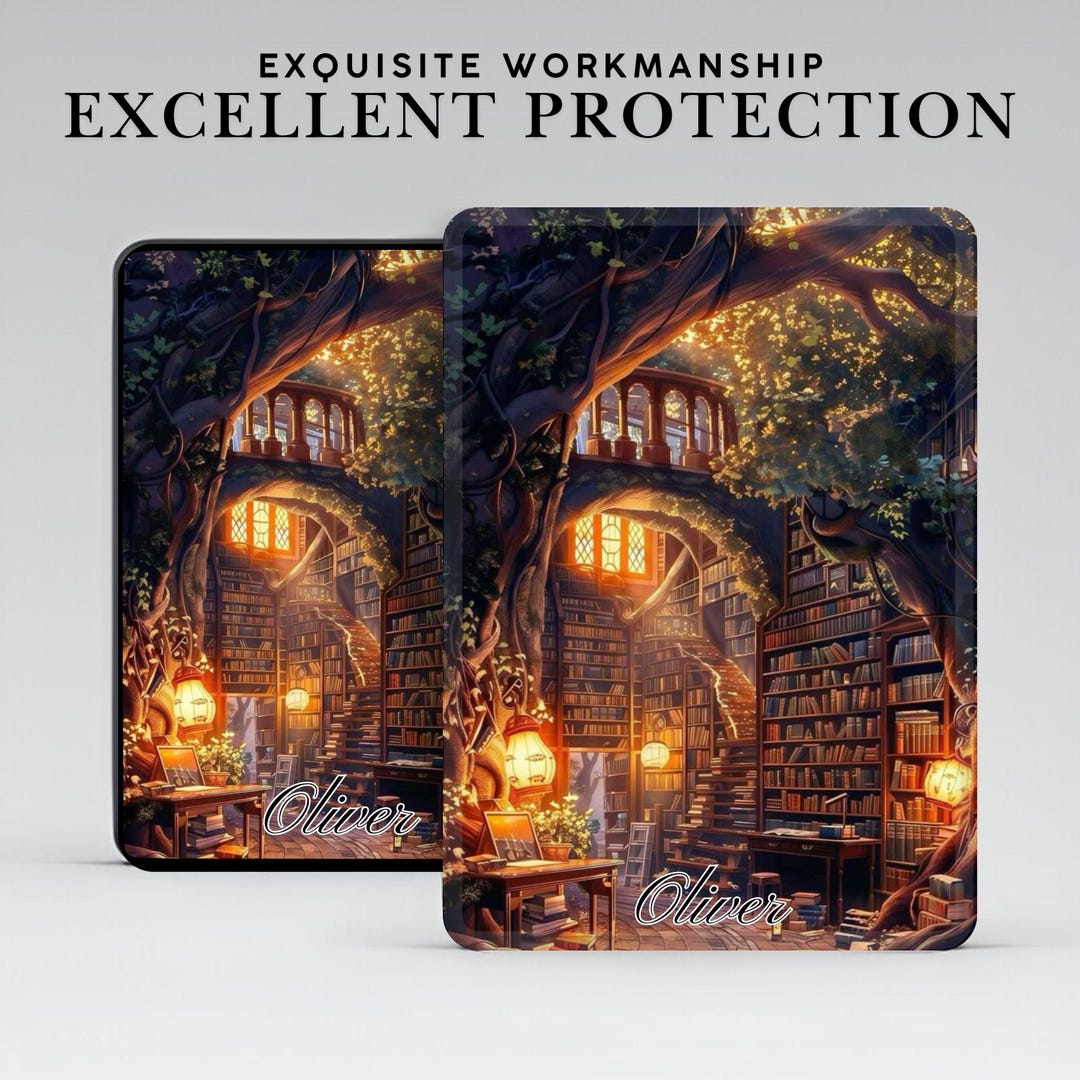 Cute Personalized Magic Library Kindle Case W Hand Grip for 7"/6.8 ...
