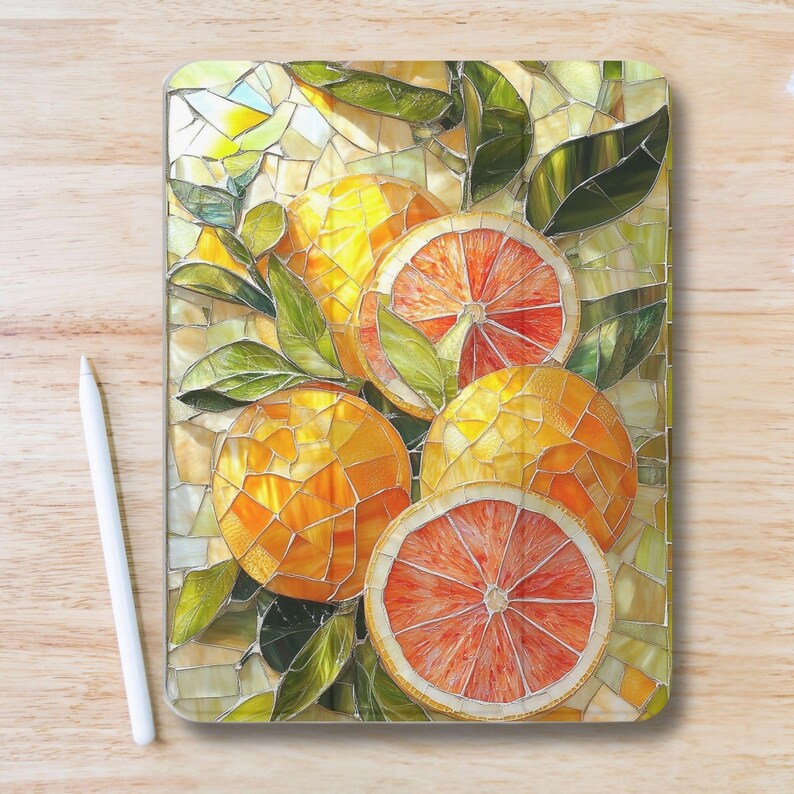 Personalized Mosaic Artwork Fruit Aesthetic iPad Case W Pen Slot ...