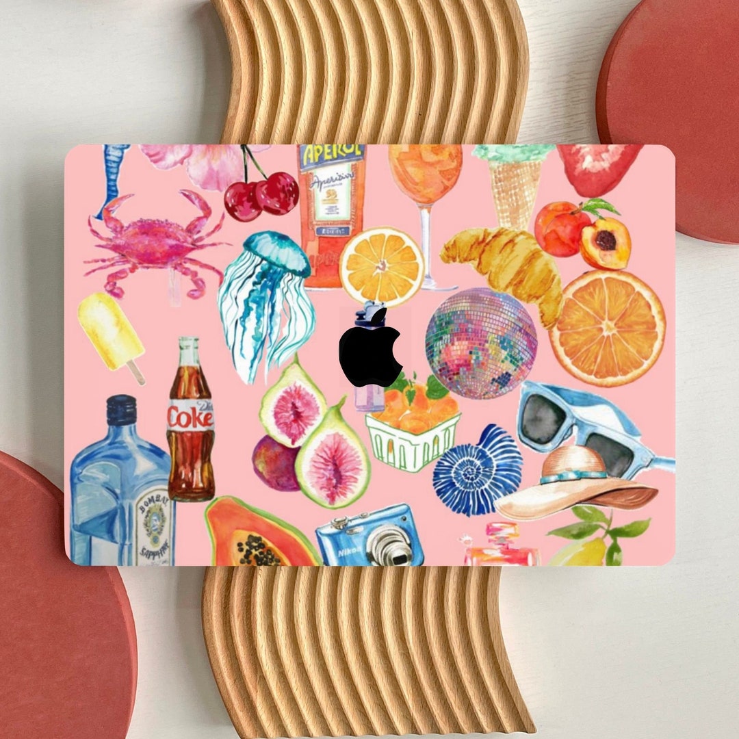 Cute Food Drink Pattern Aesthetic Scrapbook MacBook Case for MacBook ...