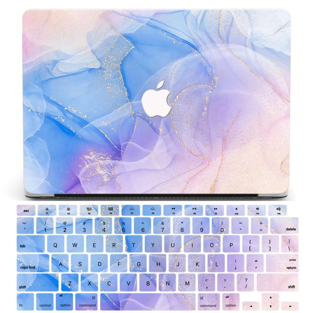 Personalized Initial Blue Watercolor Art MacBook Case With Keyboard ...