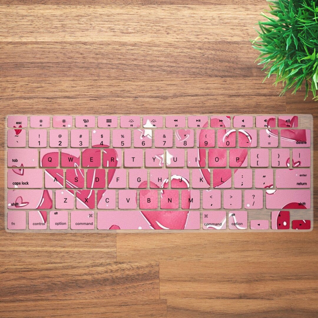 Cute Pink Heart Aesthetic Scrapbook Keyboard Cover for MacBook Pro 13 ...