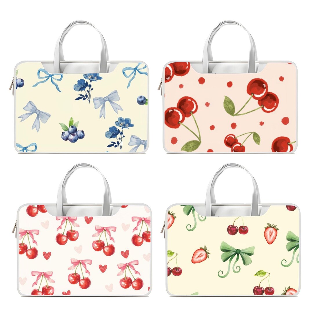 Cherry Blueberry Aesthetic Scrapbook Laptop Bag With Handle, Shoulder ...