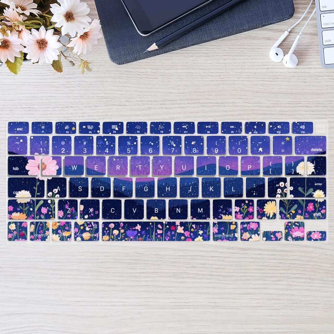 Personalized Night Sky Wildflowers Keyboard Cover for MacBook Pro 13 14 ...