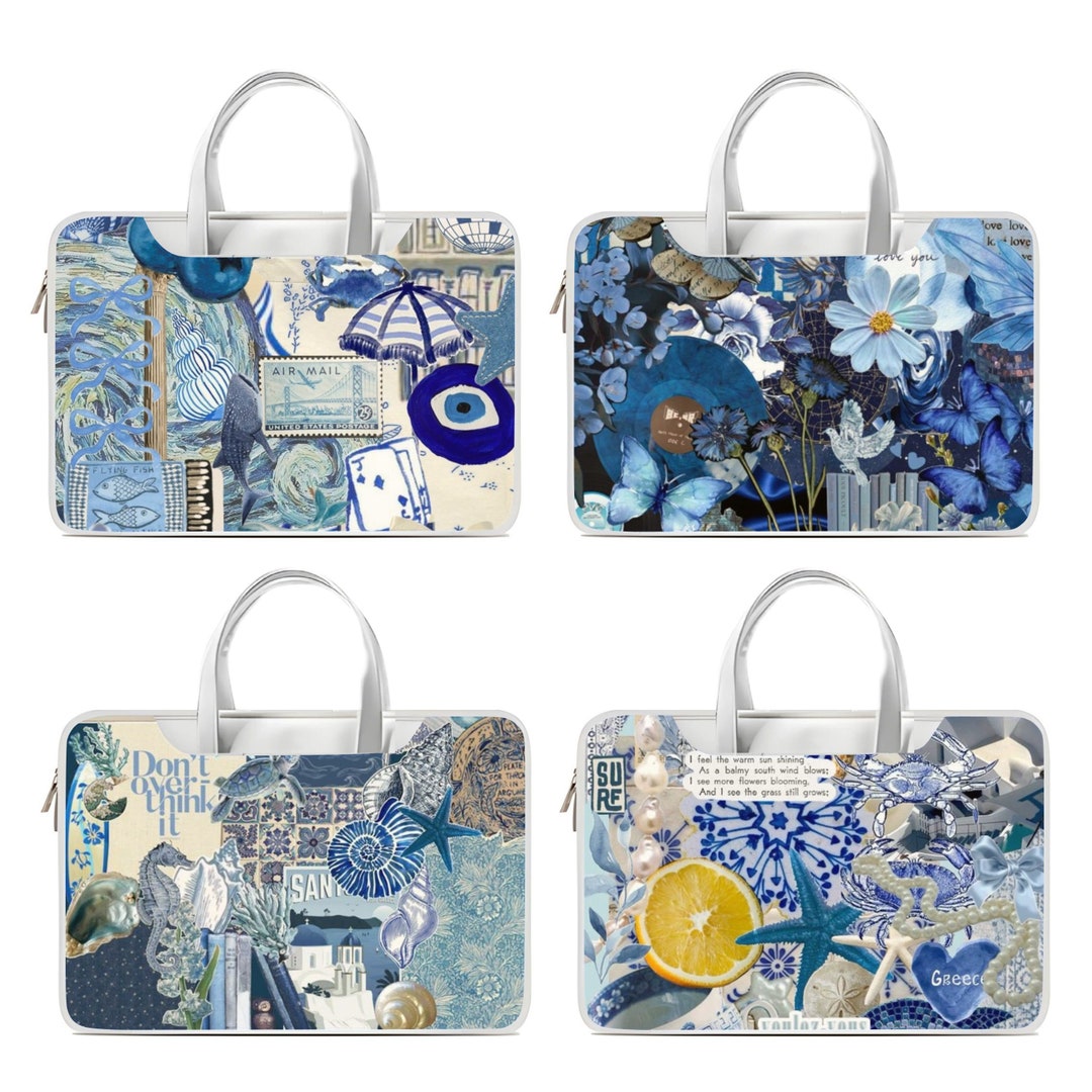 Cute Pattern Aesthetic Scrapbook Laptop Bag With Handle, Shoulder Strap ...