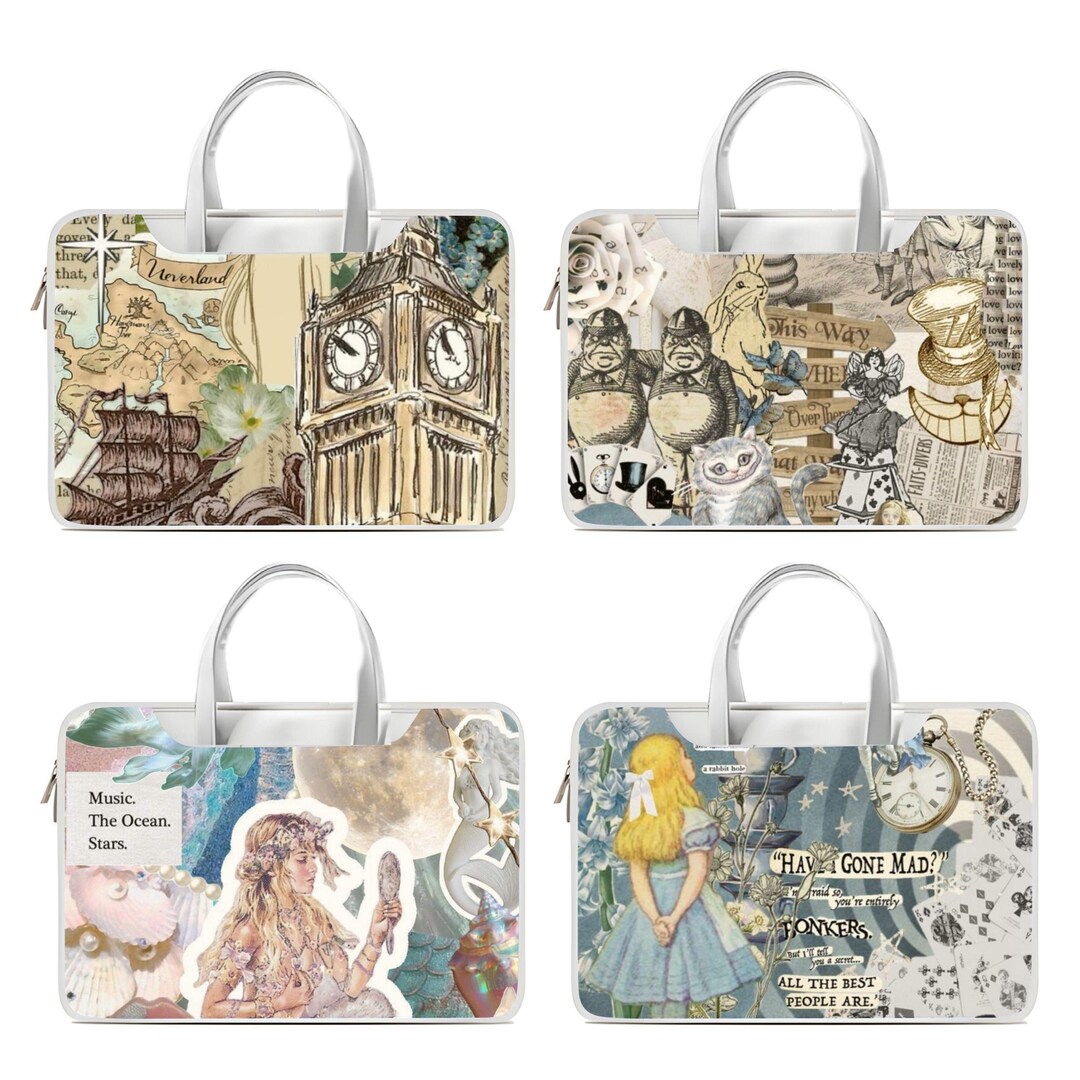Cute Fairy Tale Aesthetic Scrapbook Laptop Bag With Handle, Shoulder ...