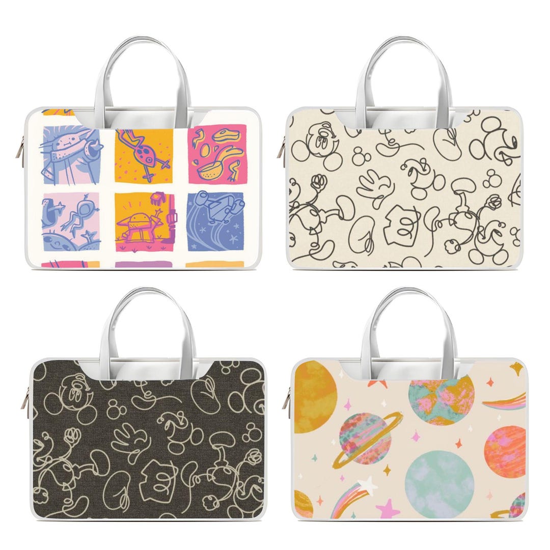 Cute Pattern Aesthetic Scrapbook Laptop Bag With Handle, Shoulder Strap ...